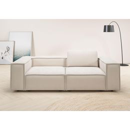 2-Sitzer Home Affaire, B:246cm H:68cm T:118cm, beige, 94% Polyester, 6% Nylon, Sofas, "Watertown, modernes Sofa 246 cm breit, auch in Feincord",
