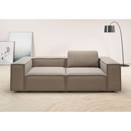 2-Sitzer Home Affaire, B:246cm H:68cm T:118cm, grau, 100% Polyester, Sofas, "Watertown, modernes Sofa 246 cm breit, auch in Feincord", stilvolles