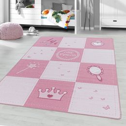 Kinderteppich, B:140cm H:6mm L:200cm, pink, Ayyildiz Teppiche, Polyamid, Teppiche, "PLAY 2905", robuster Kurzflor, Prinzessin, Kinderzimmer