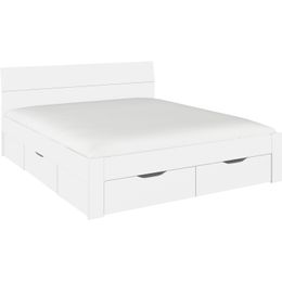Bett Rauch, B:185cm H:90cm L:209cm, weiß, Schlafzimmer, Betten, "Einzelbett Doppelbett Stauraum FLEXX Breiten 90/140/180 cm", Einzelbett Doppelbett