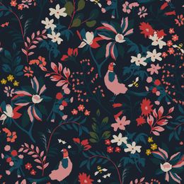 Joules Vliestapete "Fields Edge Floral", B/L: 0,52m x 10m, Rollen: 1, blau, Wohnzimmer, Tapeten, floral