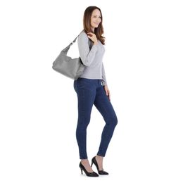 Samantha Look Damen Shopper, grau, Leder, unifarben, Taschen, echt Leder, Made in Italy