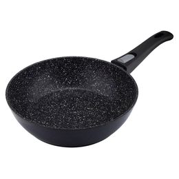 Bratpfanne "Aries, tiefe Wokpfanne mit vierschichtiger Marmor-Antihaftbeschichtung", &Oslash; 28cm + H&ouml;he 7,7cm, schwarz, RESTO KITCHENWARE, Pfannen, mit