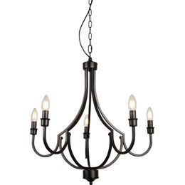 Searchlight Kronleuchter "Lodge 5Lt Pendant - Black Metal", 5, &Oslash; 65cm H: 61cm, 1 Stk., schwarz, Wohnzimmer, Leuchten
