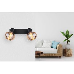 Globo LIGHTING Deckenstrahler "TOKKI", 1 Stk., schwarz, Wohnzimmer, Leuchten, Deckenspot/schwarz/Glas amber/Glas rauchfarben/Flur/Wohnzimmer
