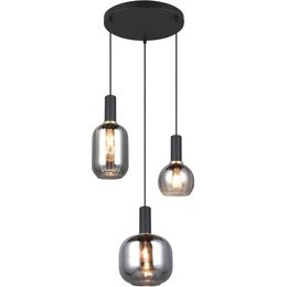 Trio LEUCHTEN Pendelleuchte "DIVA, E27 Hängelampe 3-flammig mit Glasschirm, exkl 3xE27 max 10W", 3, Ø 30cm H: 150cm, 1 Stk., schwarz, Esszimmer,