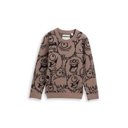 Tom Tailor Jungen Strickpulloverdunkelblau monster knit design, Gr. 104, bedruckt, Strick, Obermaterial: 52% Viskose, 27% Polyester, 21% Polyamid,