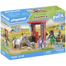 Playmobil Kinder Konstruktions-Spielset "Tierarzteinsatz bei den Eseln (71471), Country", bunt, Kunststoff, Spielbausteine, teilweise aus recyceltem