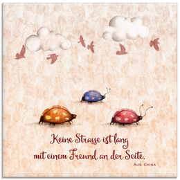 Glasbild Artland, B:50cm H:50cm, beige, Glas, Küche, Bilder, "Lebensweisheit Freunde", in verschiedenen Größen