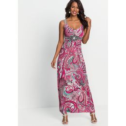 bonprix Damen Maxikleid "Maxikleid mit Applikationen", rosa, Gr. 44, Obermaterial: 95% Polyester, 5% Elasthan. Besatz: 60% Polyester, 20% Elasthan,
