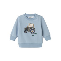 name it Mädchen Sweatshirt "NBMLIMBS – Sweater mit süßem Print und Baumwolle", blau, Gr. 68, bedruckt, Sweatware, Obermaterial: 95% Baumwolle, 5%
