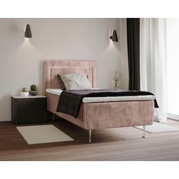 Boxspringbett Home Affaire, B:81cm L:208cm, lila, 100% Polyester, Komplettbetten, "Hacer", Topper, H2 oder H3 und in Breiten 70,80,90,120,140,160,180