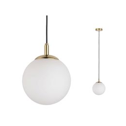 Paulmann Pendelleuchte "Neordic Menja max. 1x20W Wei&szlig;/Messing geb&uuml;rstet 230V Glas/Metall", 1, &Oslash; 20cm, 1 Stk., wei&szlig;, Esszimmer, Leuchten, E27