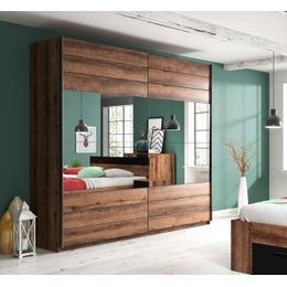 Schwebet&uuml;renschrank Home Affaire, B:220cm H:210cm T:61cm, braun, FSC-zertifizierter Holzwerkstoff, Schr&auml;nke, "Beta Schiebet&uuml;renschrank Kleiderschrank