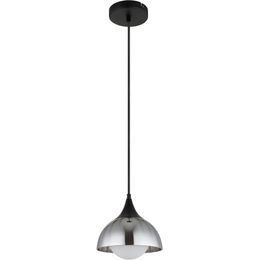 NOWA Pendelleuchte "EVA", 1, Ø 20cm H: 120cm, 1 Stk., schwarz, Esszimmer, Leuchten, Glas, Glaskugel opal, Hängelampe, Wohnzimmer, Esstisch