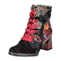 Laura Vita Damen Schn&uuml;rstiefelette "Laura Vita Stiefelette Leder/Textil", Gr. 37wine, Leder, Textil, Schuhe