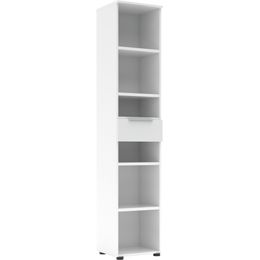 Aktenregal Innostyle "B&uuml;roregal Santorin, 40x 198x 38 cm (B/H/T)", wei&szlig;, B:40cm H:198cm T:38cm, ABS-Kunststoff, Glas, Holzwerkstoff, Metall, Regale, Aktenregal, 1 Schubkasten, 6 offene F&auml;cher, Softclose, Metallgriff