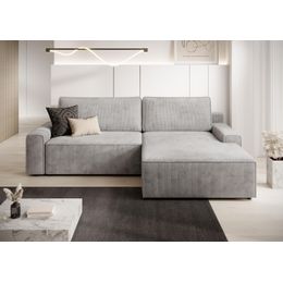 Ecksofa Ds Produkt, B:246cm H:98cm T:168cm, grau, 88% Polyester / 12% Nylon, Wohnzimmer, Sofas, "Challenge, Schlafsofa mit Bettkasten, Couch in