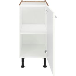 Unterschrank Optifit, B:30cm H:87cm T:58,4cm, wei&szlig;, K&uuml;che, Schr&auml;nke, "Bern", 30 cm breit, mit 1 T&uuml;r mit h&ouml;henverstellbaren F&uuml;&szlig;en, mit Metallgriff