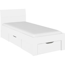 Bett Rauch, B:95cm H:90cm L:209cm, weiß, Schlafzimmer, Betten, "Einzelbett Doppelbett Stauraum FLEXX Breiten 90/140/180 cm", Einzelbett Doppelbett