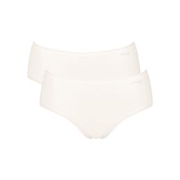 Sloggi Damen Midislip "GO", Gr. S, wei&szlig;, Single Jersey, Obermaterial: 96% Polyamid, 4% Elasthan, unifarben, Unterhosen, zarte Spitzendetails, weich