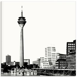 Glasbild Artland, B:50cm H:50cm, schwarz, Glas, Küche, Bilder, "Düsseldorf Collage Skyline 15", in verschiedenen Größen