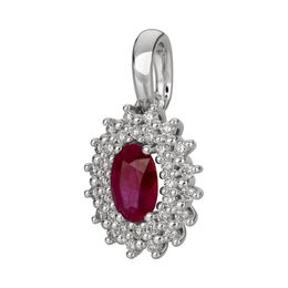 OROLINO Damen Kettenanh&auml;nger "585 Gold mit 16x Brillant zus. 0,20ct. + Rubin 0,62ct.", one-size, 0,16 SI = kleine Einschl&uuml;sse, Gold, 1,7 g, wei&szlig;,