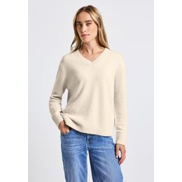 Street One Damen Strickpullovertusk cream, Gr. 42, unifarben, Grobstrick, 60% Baumwolle, 40% Polyacryl, Pullover, im soften Baumwoll-Mix