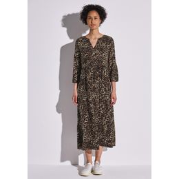 Street One Damen Midikleid, braun, Gr. 34, animal-print, Stoff, 100% Viskose, Kleider, aus Viskose