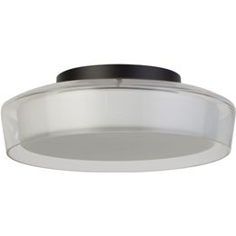 Searchlight Deckenleuchte "Puck Flush - Black Metal, Clear & Opal Glass", 1, &Oslash; 30cm H: 10cm, 1 Stk., wei&szlig;, Badezimmer, Leuchten