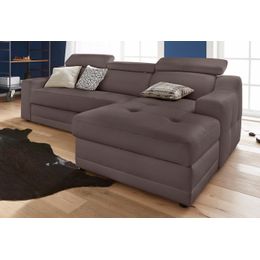Ecksofa, B:242cm H:92cm T:98cm, braun, exxpo - SOFA FASHION, NaturLEDER (echtes Rindsleder) in Sitz und Rücken. Korpus in passendem Kunstleder