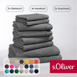 Handtuch Set s.Oliver, grau, Walkfrottier, Obermaterial: 100% Baumwolle, Handtuch-Sets, "s.Oliver, Premium Qualit&auml;t, 600 gr/m&sup2;", 2 G&auml;stet&uuml;cher 30x50,
