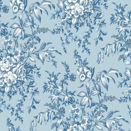 Laura Ashley Vliestapete "Picardie", B/L: 0,52mm x 10mm, Rollen:, blau, Wohnzimmer, Tapeten, Motiv