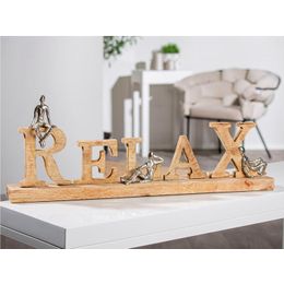 Deko-Buchstaben, B:72cm H:27cm T:9cm, beige, CASABLANCA BY GILDE, Aluminium, Dekofiguren, "Schriftzug "RELAX""