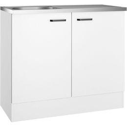 Sp&uuml;lenschrank Optifit "OPTImulti", wei&szlig;, wei&szlig;, B:100cm H:88,2cm T:50cm, Spanplatte, Schr&auml;nke, Sp&uuml;lenschrank