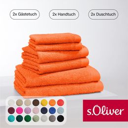 Handtuch Set s.Oliver, orange, Walkfrottier, Obermaterial: 100% Baumwolle, Handtuch-Sets, "s.Oliver, Premium Qualit&auml;t, 600 gr/m&sup2;", 2 G&auml;stet&uuml;cher