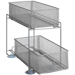 Wenko Auszug "Modell Gioma", B/H/T: 18,5cm x 34cm x 35cm, silber, K&uuml;che, Schubladen, Schubladenregal, Organizer mit 2 Etagen, f&uuml;r Unterschr&auml;nke &