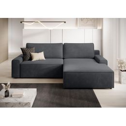 Ecksofa Ds Produkt, B:246cm H:98cm T:168cm, grau, 100% Polyester, Wohnzimmer, Sofas, "Challenge, Schlafsofa mit Bettkasten, Couch in L-Form, Breite