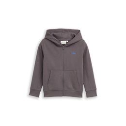 Tom Tailor Jungen Basic Hoodie Sweatjacke, grau, Uni, Gr. 104/110