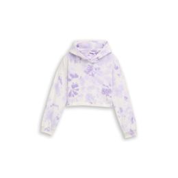 Tom Tailor M&auml;dchen Cropped Hoodie Sweatshirt mit Batikmuster, lila, Farbverlauf, Gr. 152