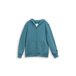 Tom Tailor Jungen Basic Hoodie Sweatjacke, gr&uuml;n, Uni, Gr. 152