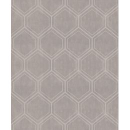 Vliestapete "Hexagon", B/L: 0,52mm x 10mm, Rollen:, grau, SUPERFRESCO EASY, Wohnzimmer, Tapeten, 3D-Optik