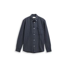 Tom Tailor Denim Herren Relaxed Fit Hemd aus Baumwolle, blau, Gestreift, Gr. XL