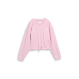 Tom Tailor M&auml;dchen Cropped Sweatshirt mit Print, rosa, Uni, Gr. 152