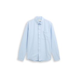 Tom Tailor Denim Herren Relaxed Fit Hemd aus Baumwolle, blau, Gestreift, Gr. XL