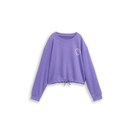 Tom Tailor Mädchen Cropped Sweatshirt mit Print, lila, Uni, Gr. 152
