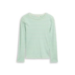 Tom Tailor Denim Damen Langarmshirt mit Streifenmuster, gr&uuml;n, Gestreift, Gr. XL