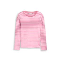 Tom Tailor Denim Damen Langarmshirt mit Streifenmuster, rosa, Gestreift, Gr. XS