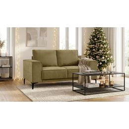 2-Sitzer OTTO HOME, B:164cm H:85cm T:83cm, grün, 100% Polyester, Sofas, "Kompaktsofa Oland, Struktur, Flachgewebe, Luxus-Microfaser, Boucle", 164 cm,