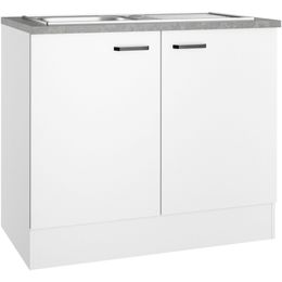 Sp&uuml;lenschrank Optifit "OPTImulti", wei&szlig;, wei&szlig;, B:100cm H:88cm T:60cm, Spanplatte, Schr&auml;nke, Sp&uuml;lenschrank